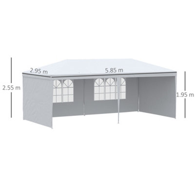 Outsunny 6m x 3m Garden Gazebo Marquee Canopy Party Tent Canopy Patio White