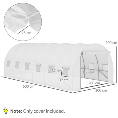 Outsunny 6x3x2m Greenhouse Replacement Cover ONLY for Tunnel Greenhouse ...