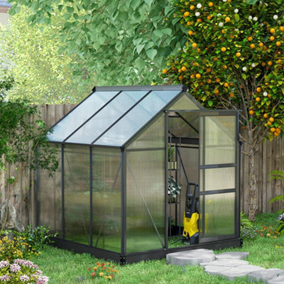 Outsunny 6x6ft Walk-In Polycarbonate Greenhouse Plant Grow Galvanized ...
