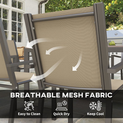 Outsunny 7 PCs Garden Dining Set, Wood-plastic Composite Table & 6 ...