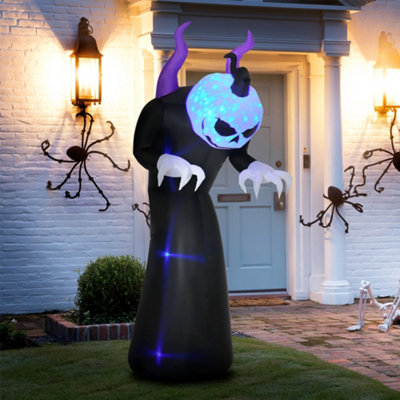 Outsunny 7ft Inflatable Halloween Ghost with Horns, Blow-Up Outdoor LED ...