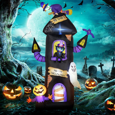 Outsunny 8.5ft Halloween Inflatable Treehouse w/ Witch, Ghost, Pumpkin ...