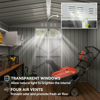 Outsunny 8 x 4 ft Garden Storage Shed, Outdoor Metal Shed, Dark Grey