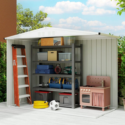 Outsunny 8 x 4 ft Garden Storage Shed, Outdoor Metal Shed, Dark Grey