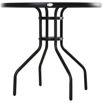 Outsunny 80cm Outdoor Round Dining Table Garden Patio Tempered Glass Top w/