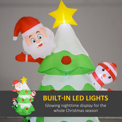 OUTSUNNY 8FT CHRISTMAS BLOW UP CHRISTMAS TREE WITH SANTA CLAUS FOR OUTDOOR