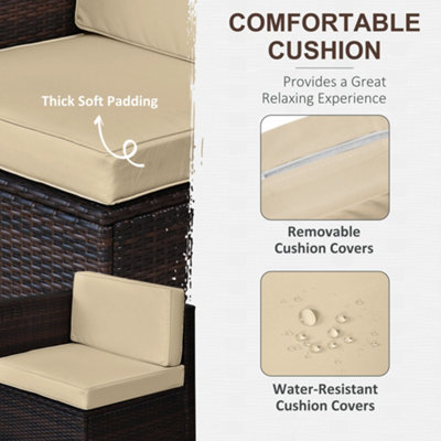 Outsunny 8Pcs Patio Rattan Sofa Set Garden Furniture Side Table w/ Cushion