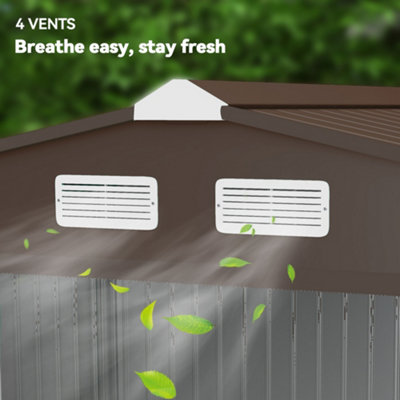 Outsunny 9 x 6FT Galvanised Garden Storage Shed with Sliding Door, Yellow