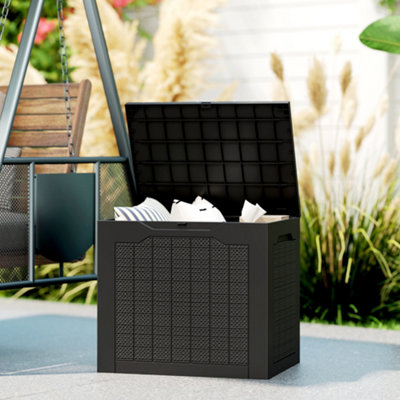 Outsunny 93L Plastic Garden Storage Box, Storage Container w/ Handles ...