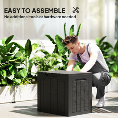 Outsunny 93L Plastic Garden Storage Box, Storage Container w/ Handles ...