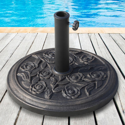 Outsunny 9kg Garden Parasol Base, Round Resin Sun Umbrella Base, Bronze
