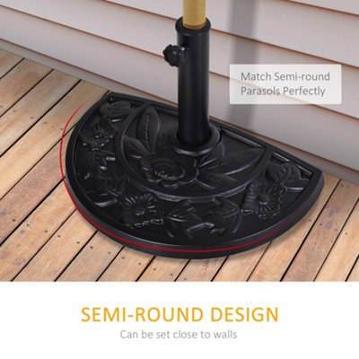 Outsunny 9kg Half Round Parasol Umbrella Base Resin Outdoor Garden ...