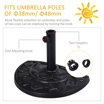 Outsunny 9kg Half Round Parasol Umbrella Base Resin Outdoor Garden ...