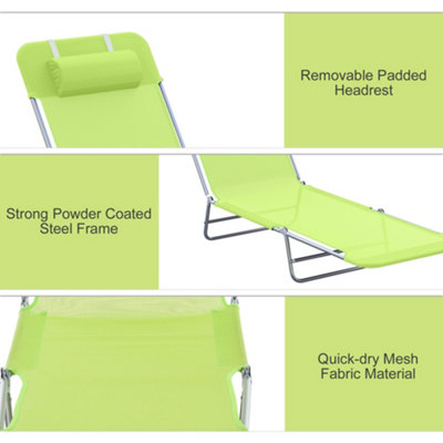 Outsunny Adjustable Sun Bed Garden Lounger Recliner Relaxing Camping ...