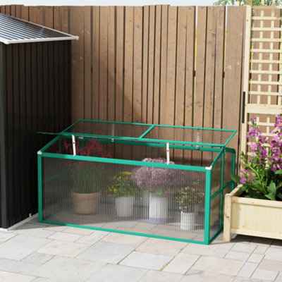 Outsunny Aluminium Cold Frame Greenhouse Planter with Openable Top ...