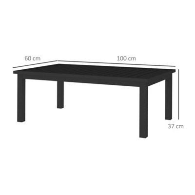 Outsunny Aluminium Outdoor Coffee Table Patio Table with Slat Top, Black