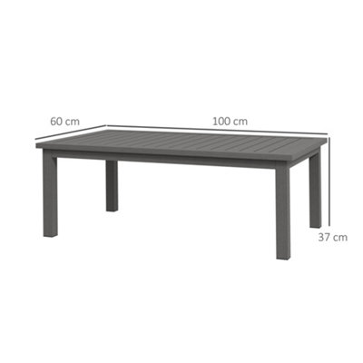Outsunny Aluminium Outdoor Coffee Table Patio Table with Slat Top, Brown