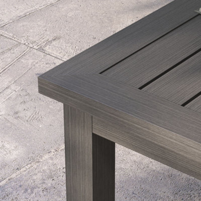 Outsunny Aluminium Outdoor Coffee Table Patio Table with Slat Top, Brown