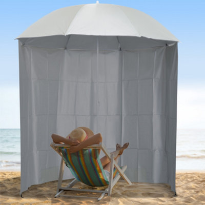 Outsunny Arc2.2M Outdoor Parasol Fishing Umbrella Beach Sun Shelter ...