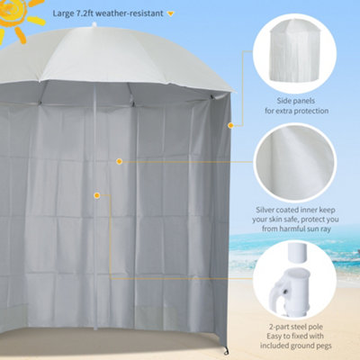 Outsunny Arc2.2M Outdoor Parasol Fishing Umbrella Beach Sun Shelter ...