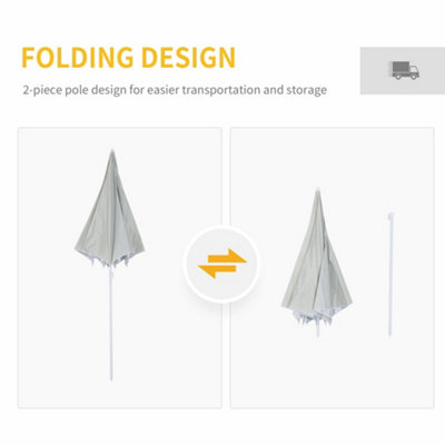 Outsunny Arc2.2M Outdoor Parasol Fishing Umbrella Beach Sun Shelter ...
