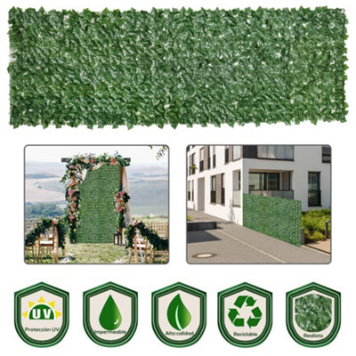 Outsunny Artificial Leaf Hedge Panel Garden Fence Privacy Screen on ...
