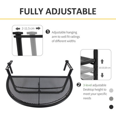 Outsunny Balcony Hanging Folding Half Coffee Table Storage Rack Flower ...