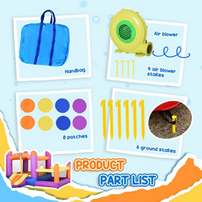 Outsunny Bouncy Castle with Slide Pool House Inflatable w/ Blower Multi ...