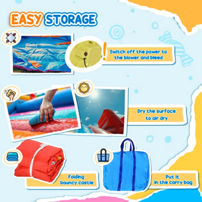 Outsunny Bouncy Castle with Slide Pool Rocket Trampoline w/ Carrybag ...