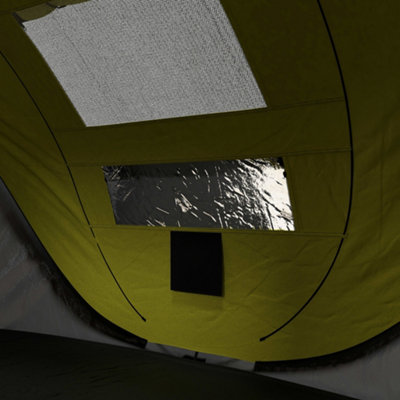OUTSUNNY CAMPING TENT DOME POP-UP TENT WITH WINDOWS FOR 4 PERSON YELLOW