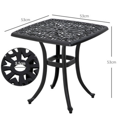 Outsunny Cast Aluminium Bistro Table with Umbrella Hole, Black