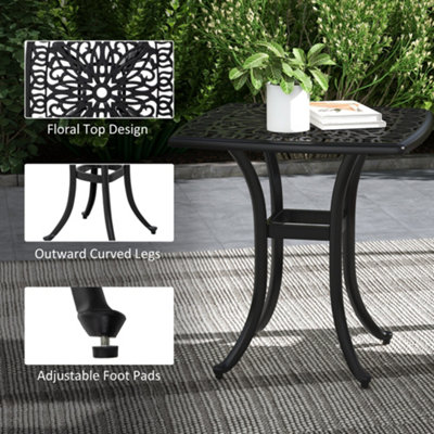 Outsunny Cast Aluminium Bistro Table with Umbrella Hole, Black