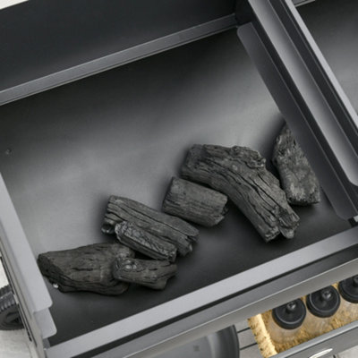Outsunny Charcoal BBQ Grill with Double Grill, Table, Storage Shelf and ...
