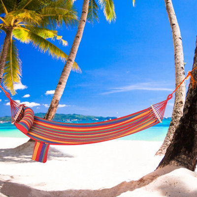 Outsunny Cotton Hammock Soft Portable Swing Chair w/ Headrest & Side Pocket