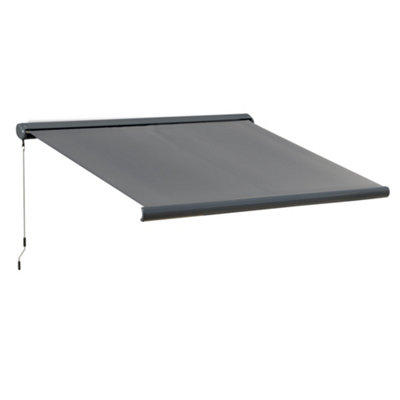 Outsunny DIY Retractable Canopy with Remote Controller for Patio, Grey