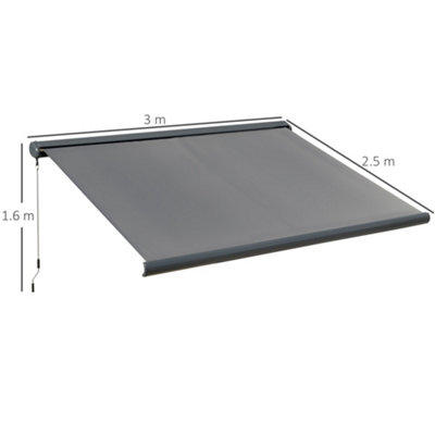 Outsunny DIY Retractable Canopy with Remote Controller for Patio, Grey