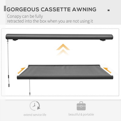 Outsunny DIY Retractable Canopy with Remote Controller for Patio, Grey