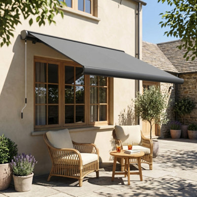 OUTSUNNY DIY RETRACTABLE CANOPY WITH REMOTE CONTROLLER FOR PATIO, GREY