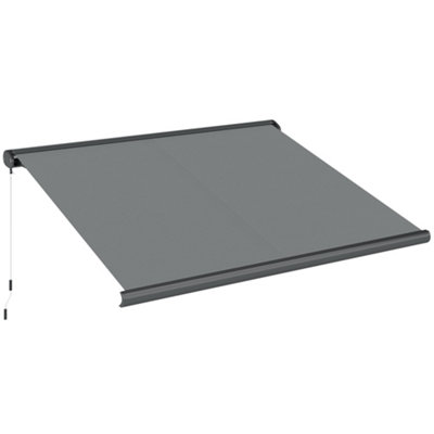 OUTSUNNY DIY RETRACTABLE CANOPY WITH REMOTE CONTROLLER FOR PATIO, GREY