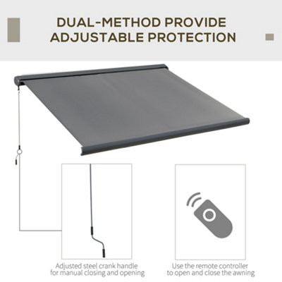 Outsunny DIY Retractable Canopy with Remote Controller for Patio, Grey