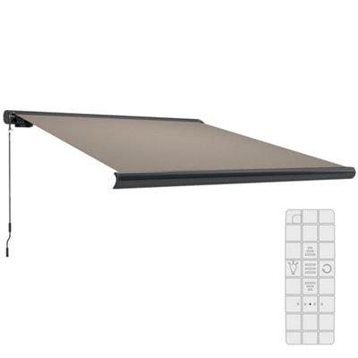 Outsunny DIY Retractable Canopy with Remote Controller for Patio, Light ...