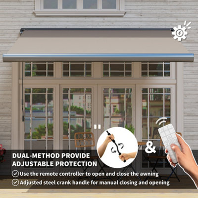 Outsunny DIY Retractable Canopy with Remote Controller for Patio, Light ...