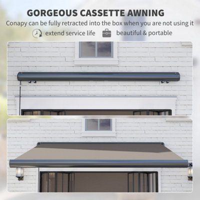 Outsunny DIY Retractable Canopy with Remote Controller for Patio, Light ...