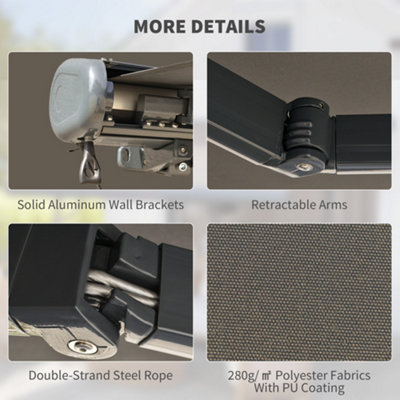 Outsunny DIY Retractable Canopy with Remote Controller for Patio, Light ...