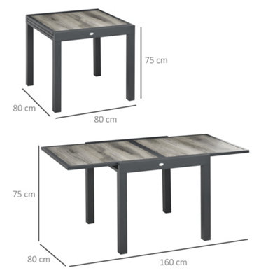 Outsunny Extendable Outdoor Dining Table Aluminium Rectangle Patio ...