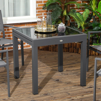 Outsunny Extendable Outdoor Dining Table Patio Table, Black