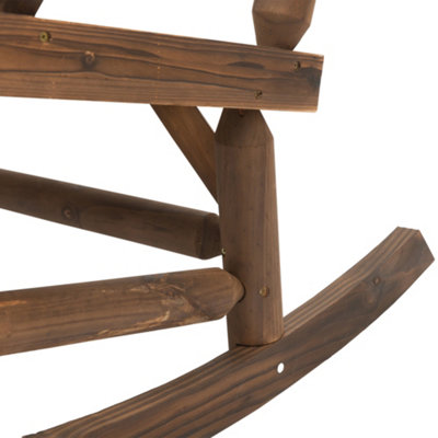 Outsunny Fir Wood Rocking Bench Wooden Patio 2-Person Outdoor Rocker Brown