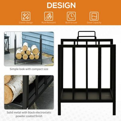 Outsunny Firewood Log Holder Wood Storage Rack w/ Handles Outdoor ...