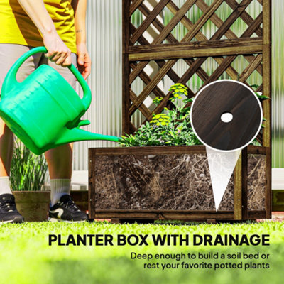 Outsunny Flower Stand Plant Shelf Outdoor Pine w/ Trough Planter ...