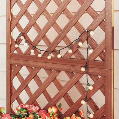Outsunny Flower Stand Plant Shelf Outdoor Pine w/ Trough Planter, Orange